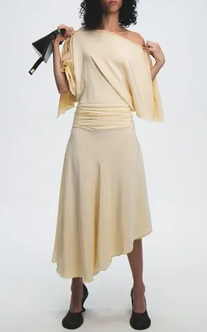 Arakii Asymmetric Flowy Silk Midi Dress
