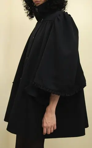 Arakii Pleated Frill Wool Trench Coat