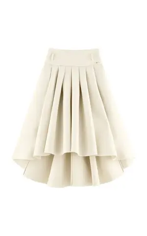 Arakii Box Pleat Scuba Midi Skirt - Ivory
