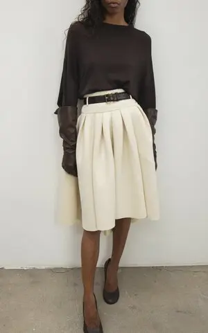 Arakii Box Pleat Scuba Midi Skirt