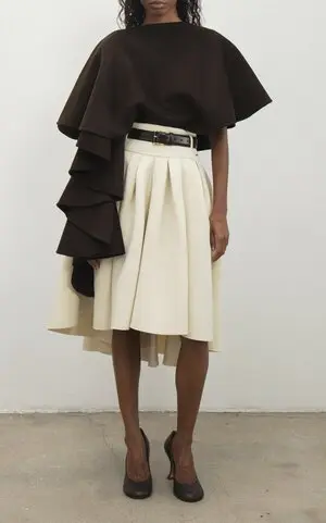 Arakii Box Pleat Scuba Midi Skirt