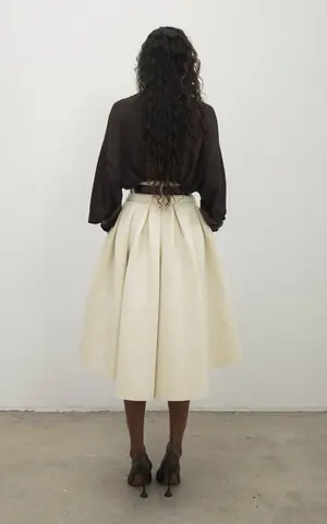 Arakii Box Pleat Scuba Midi Skirt