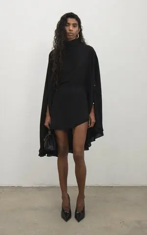 Arakii Poncho Turtleneck Mini Dress