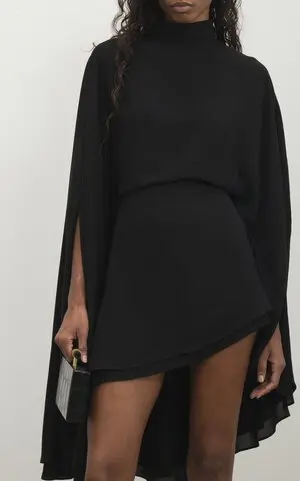Arakii Poncho Turtleneck Mini Dress