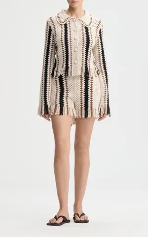 BY MALENE BIRGER Tamara Cotton Crochet Knit Shorts