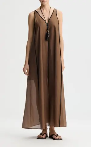 BY MALENE BIRGER Aures Silk-cotton Maxi Dress - Brown