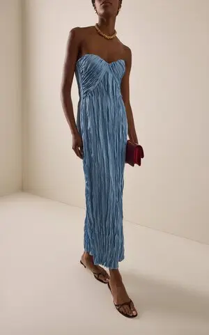 Alejandra Alonso Rojas Bustier Pleated Crepe Maxi Dress