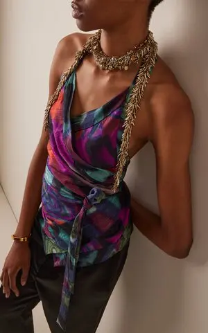Dries Van Noten Scarf Acrylic And Brass Necklace