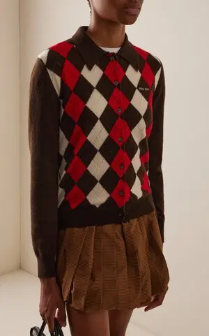 Miu Miu Argyle Cashmere Cardigan