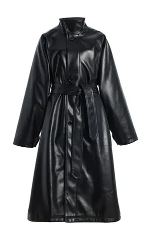THE FRANKIE SHOP Calen Faux Leather Trench Coat