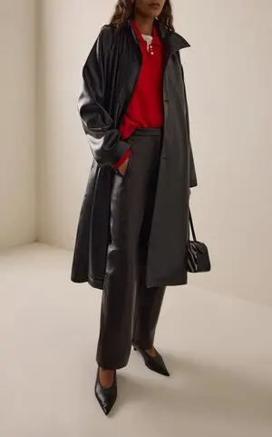 THE FRANKIE SHOP Calen Faux Leather Trench Coat