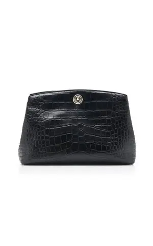 LIFFNER Pushlock Croc-embossed Leather Clutch - Black