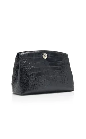 LIFFNER Pushlock Croc-embossed Leather Clutch