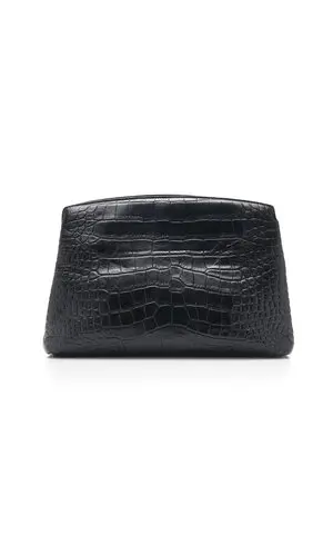LIFFNER Pushlock Croc-embossed Leather Clutch