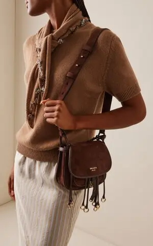 Prada Corsaire Fringed Suede Crossbody Bag