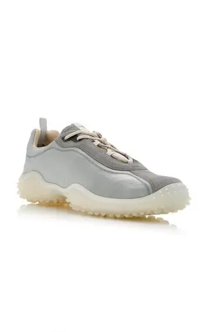 Miu Miu Bubble Nylon And Suede Sneakers - Silver