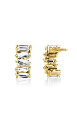 VRAI 14k Yellow Lab-grown Diamond Baguette Hoops