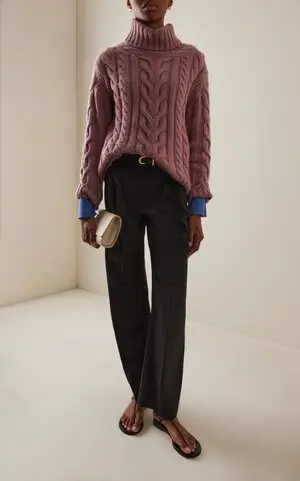 TWP Traveling Cable-knit Cashmere Turtleneck Sweater
