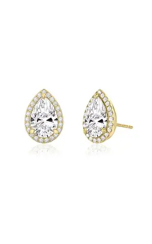 VRAI 14k Yellow Lab-grown Diamond Halo Pear Studs - Gold