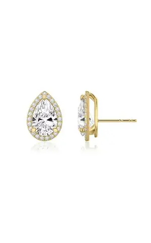 VRAI 14k Yellow Lab-grown Diamond Halo Pear Studs