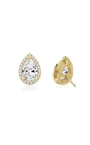 VRAI 14k Yellow Lab-grown Diamond Halo Pear Studs