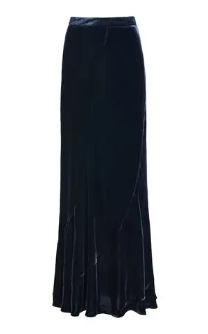 Cara Cara Samara Silk-blend Velvet Maxi Skirt - Navy
