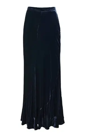 Cara Cara Samara Silk-blend Velvet Maxi Skirt - Navy