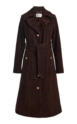 Cara Cara Charlie Lamb Suede Trench Coat - Brown