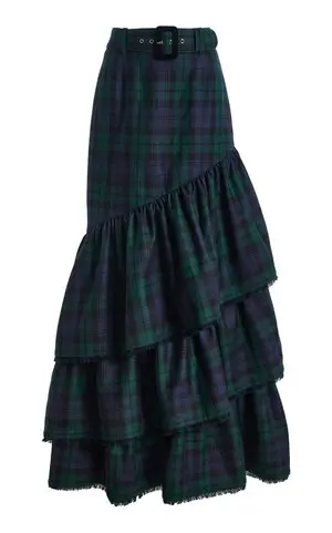 Cara Cara Priya Virgin Wool Maxi Skirt - Plaid