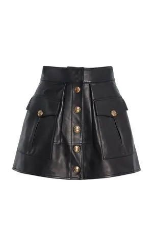 Cara Cara Fatima Lamb Leather Mini Skirt - Black
