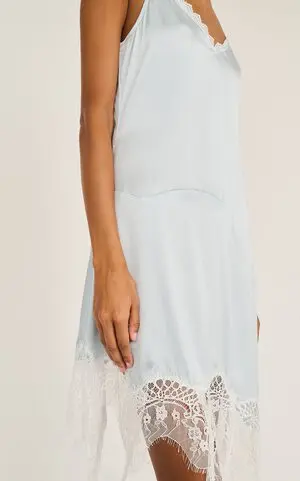 THE GARMENT Cata Silk-blend Asymmetric Mini Dress - Light Blue