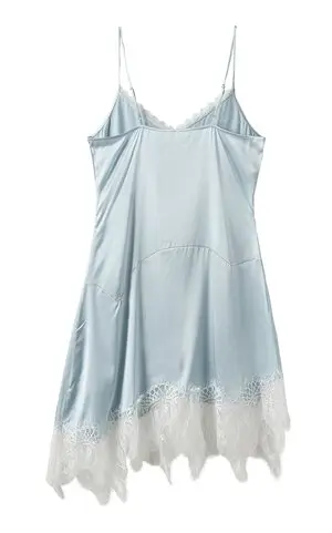 THE GARMENT Cata Silk-blend Asymmetric Mini Dress - Light Blue