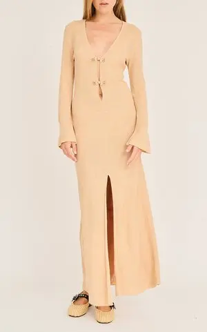 THE GARMENT Desire Cotton Button Maxi Dress - Tan