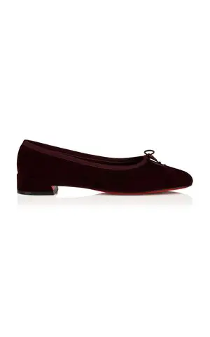 CHRISTIAN LOUBOUTIN Sweetie Jane Velvet Leather Flats - Brown