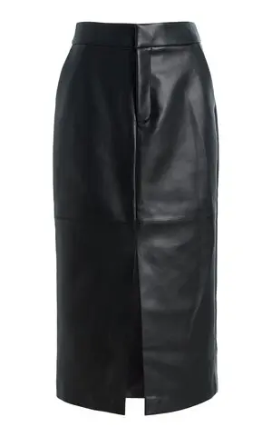 FAVORITE DAUGHTER The Vegan Leather Meyer Skirt - Black