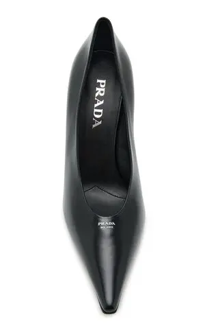 Prada High-shine Leather Slingback Pumps - Black