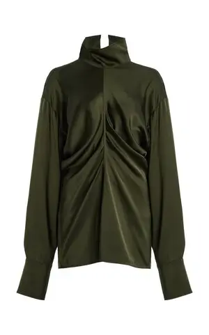 TOTEME Slouch Satin Top - Green