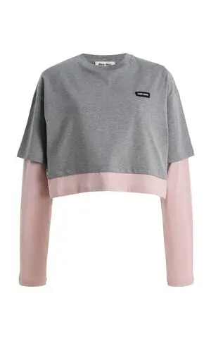 Miu Miu Layered Jersey Top - Grey