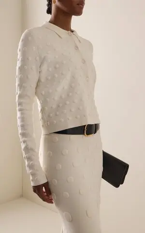 Lela Rose Pucker Dot Knit Cardigan