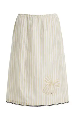 Prada Striped Cupro Midi Skirt - Yellow