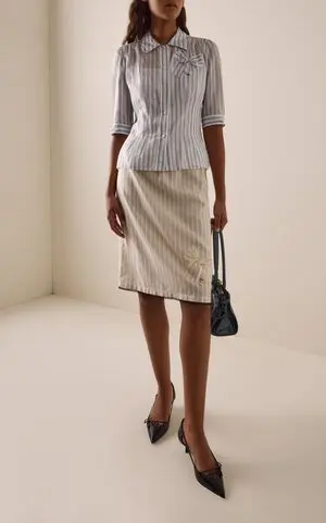Prada Striped Cupro Midi Skirt