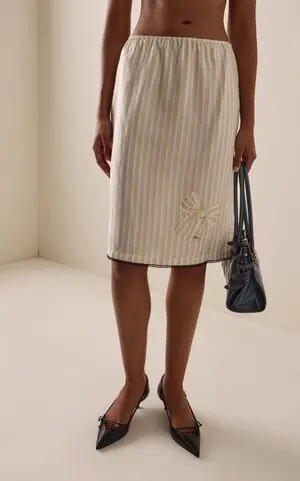 Prada Striped Cupro Midi Skirt