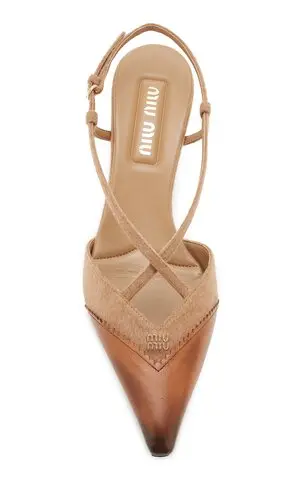 Miu Miu Leather-detailed Flannel Slingback Pumps