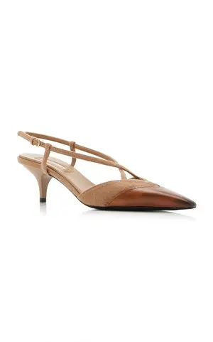 Miu Miu Leather-detailed Flannel Slingback Pumps