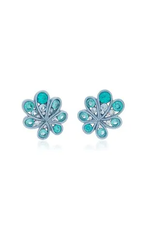 ANABELA CHAN Ocean Aluminum And Rhodium Multi-stone Earrings - Blue