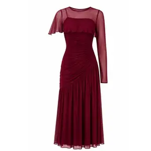 CELESTINE & MAE Rosaline Sheer Cape Midi Dress