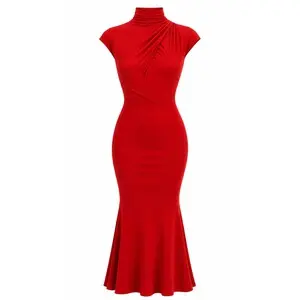 CELESTINE & MAE Adara High Neck Wrap Midi Dress