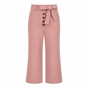 SVETLANA K High-waisted Cropped Cotton Trousers - Pink