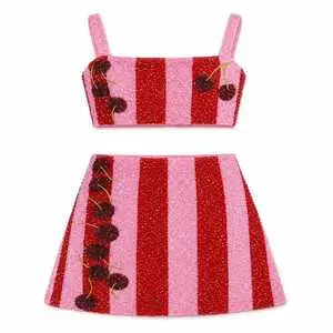 LABELFIORA Berry Behavior- Beaded Co- Ord Set - Red