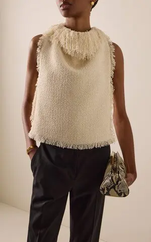 RÓHE Textured Fringed Boucle Top